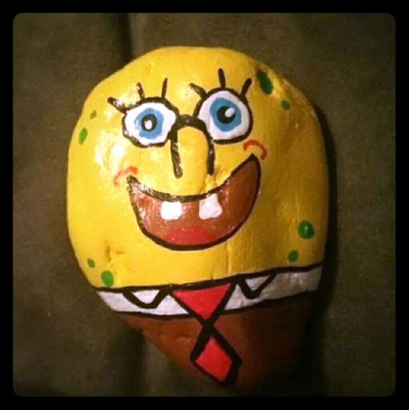 Accents | Spongebob Ooak Painted Rock Home Decor Garden Art | Poshmark